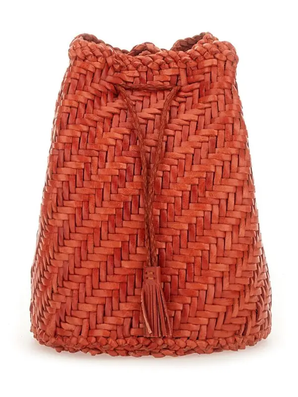 Dragon Diffusion Woven Leather Bucket Bag - Orange