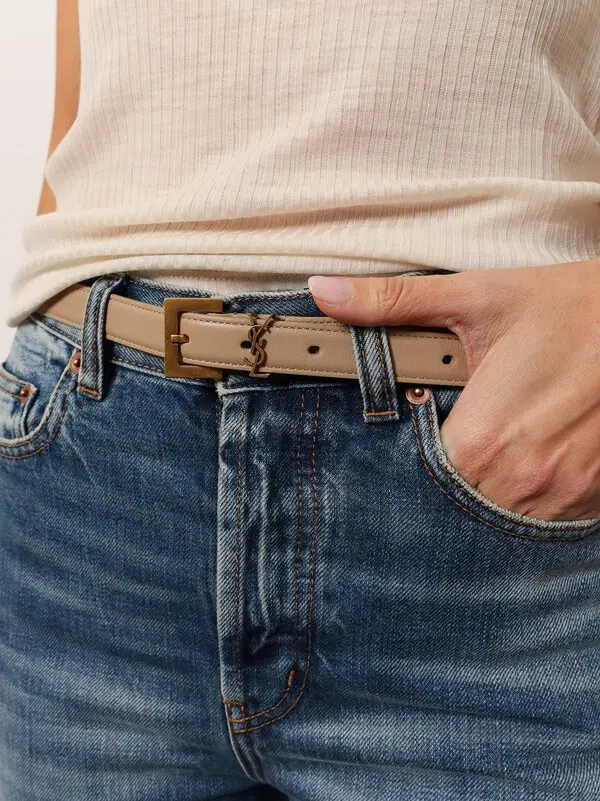 Saint Laurent Leather Belt With Cassandre Logo - Multicolor
