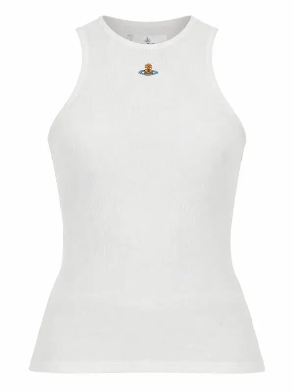 VIVIENNE WESTWOOD Ribbed Logo Tank Top - White