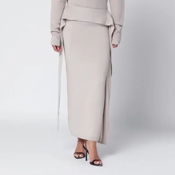 ENTIRE STUDIOS Light Beige Long Wool Skirt - Black
