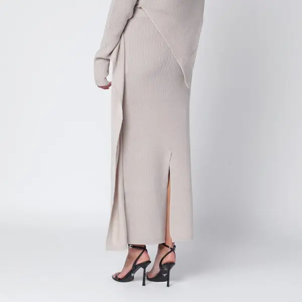 ENTIRE STUDIOS Light Beige Long Wool Skirt - Black
