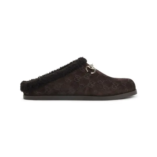 Gucci Suede Leather Horsebit Mules - Brown