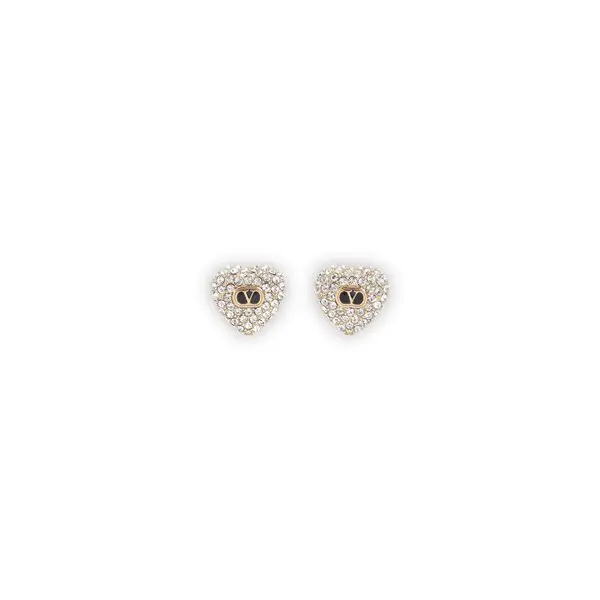 Valentino Garavani Heart Crystal Stud Earrings - Silver