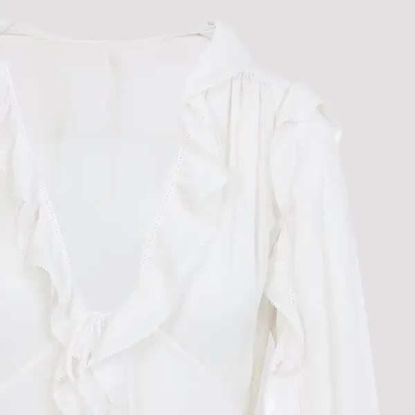 Alberta Ferretti Creponne Shirt With Ruffle Details - White