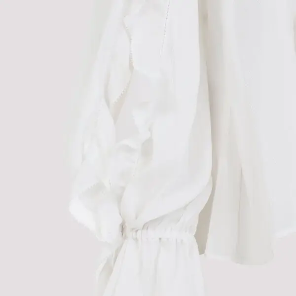 Alberta Ferretti Creponne Shirt With Ruffle Details - White