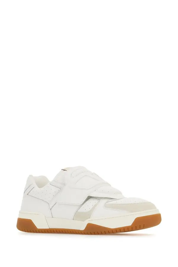 Valentino Garavani White Leather Sneakers With Velcro Fastening - Multicolor