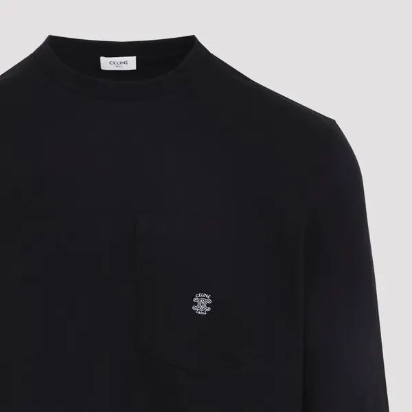 Celine Long-sleeved Cotton T-shirt With Chest Pocket