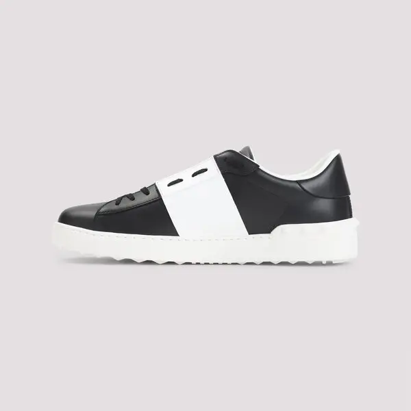 Valentino Garavani Calf Leather Sneakers With Studded Heels - Black
