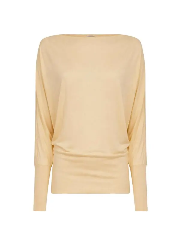 TOTEME Sheer Crepe Viscose Boatneck Top - Multicolor