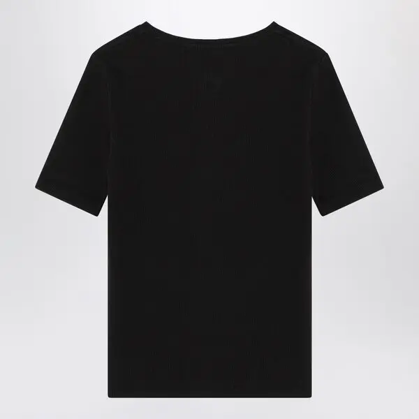 ANINE BING Ribbed Cotton T-shirt With Gold-tone Buttons
