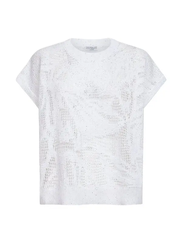 Brunello Cucinelli White Knit T-shirt - Multicolor