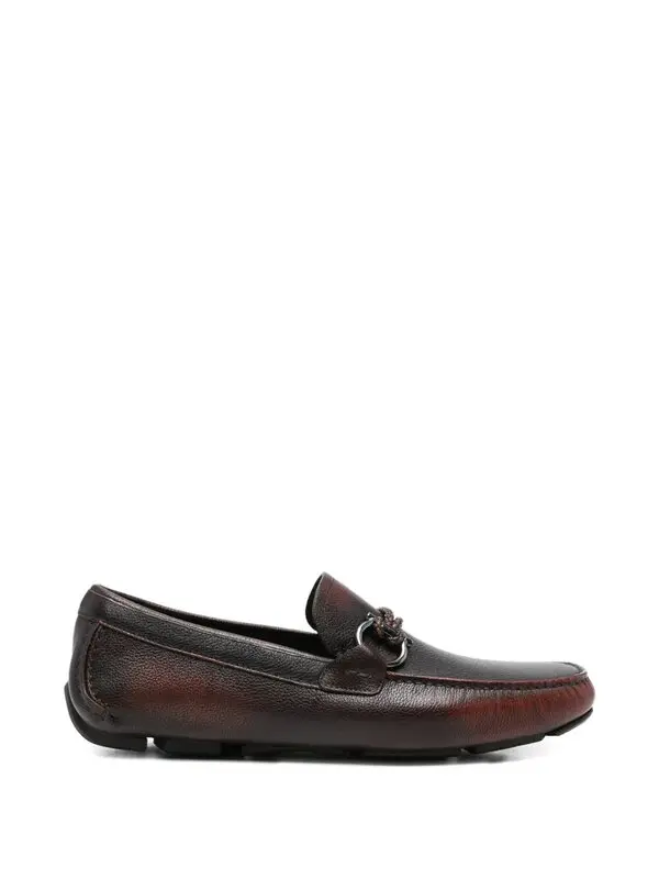 FERRAGAMO Sfumato Leather Driver Loafers - Brown
