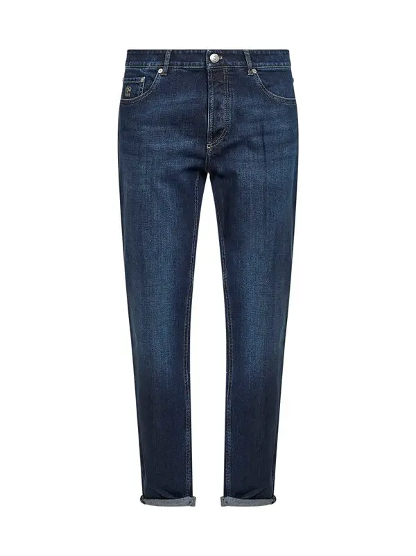 Brunello Cucinelli Cotton Denim Jeans With Embroidered Detail - Multicolor