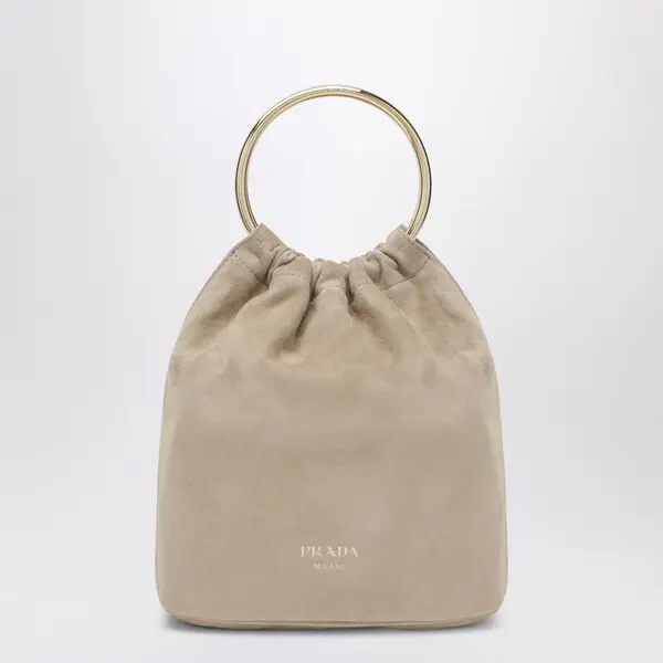 Prada Mini Bucket Bag In Suede - Orange