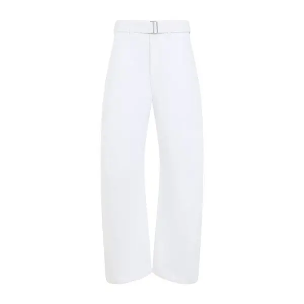LEMAIRE Twisted Belted Pants In Bleached Denim - White