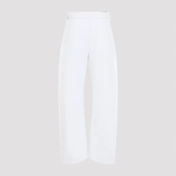 LEMAIRE Twisted Belted Pants In Bleached Denim - White