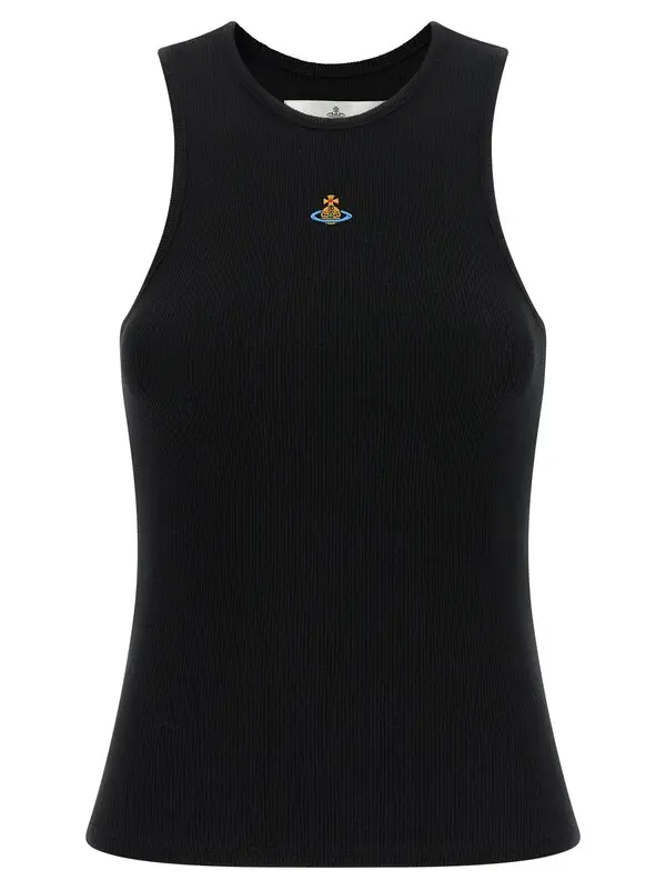 VIVIENNE WESTWOOD Ribbed Cotton Jersey Top With Orb Embroidery