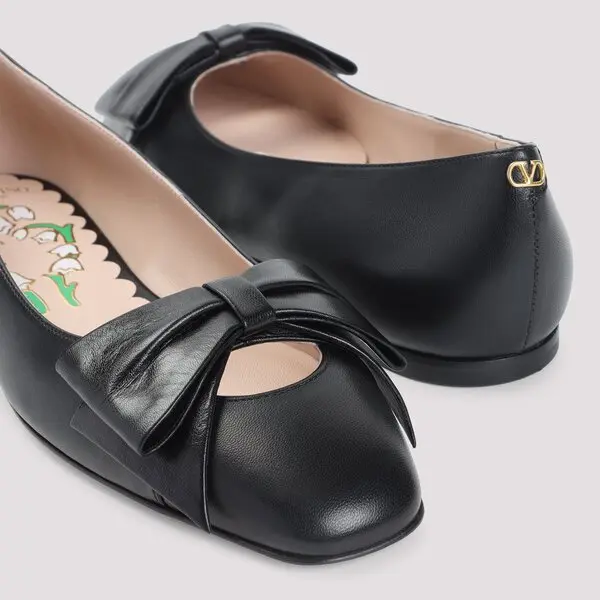Valentino Garavani Leather Ballerina Flats - Black