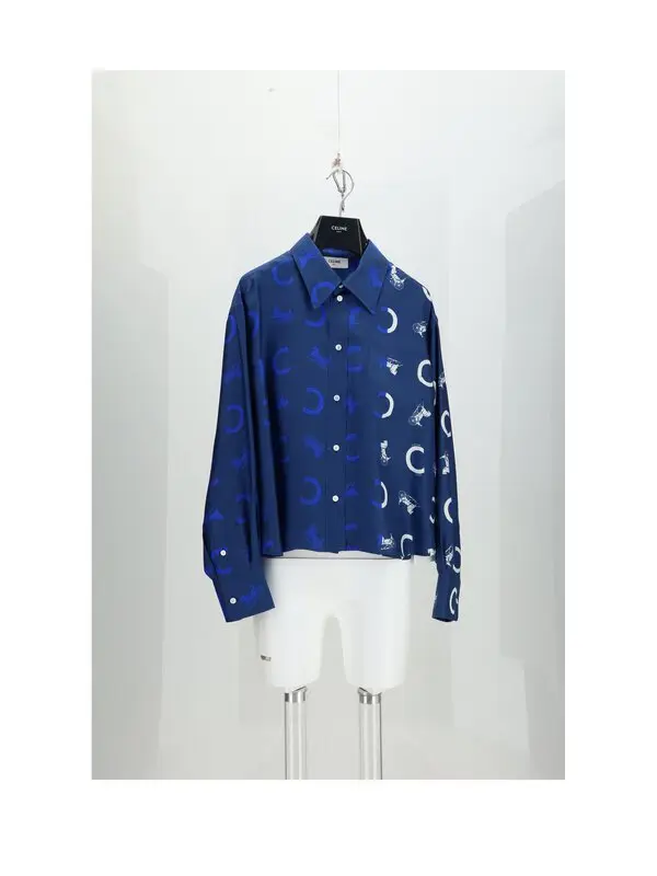 Celine Printed Cropped Shirt - Multicolor