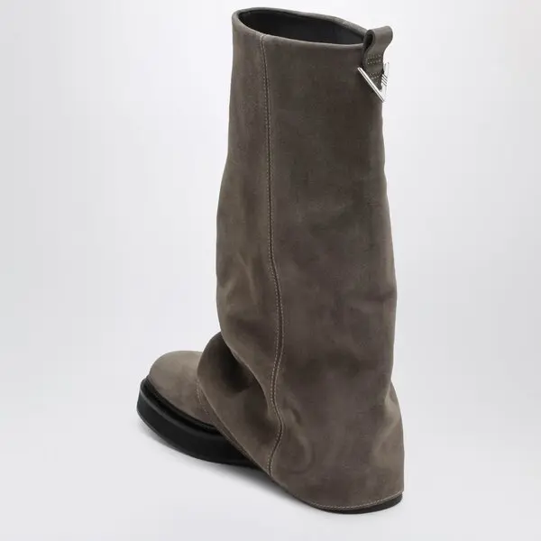 Attico Robin Taupe Suede Combat Boots - Cream