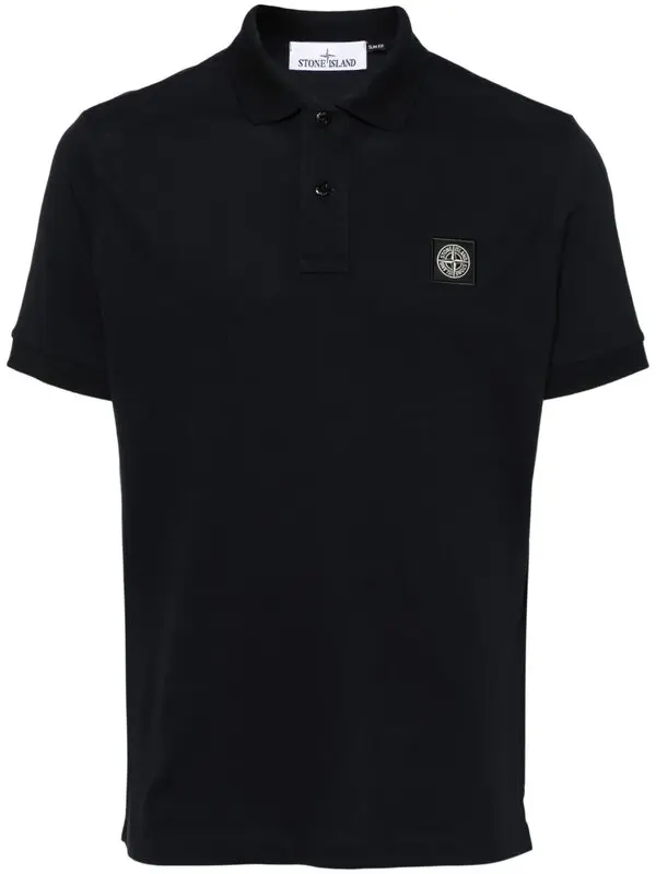 Stone Island Slim Fit Cotton Piqué Polo Shirt - Blue