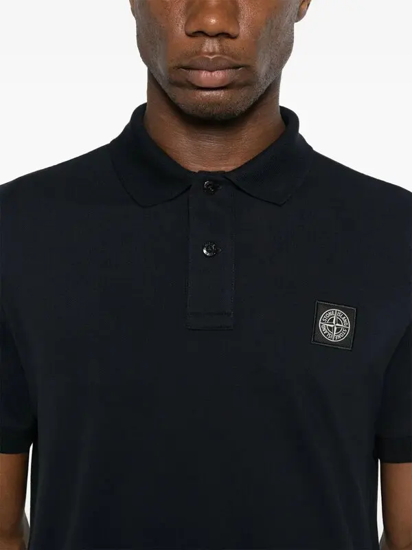 Stone Island Slim Fit Cotton Piqué Polo Shirt - Blue