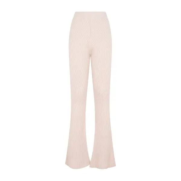 Peserico Flare Knit Ribbed Wool Blend Pants - Multicolor