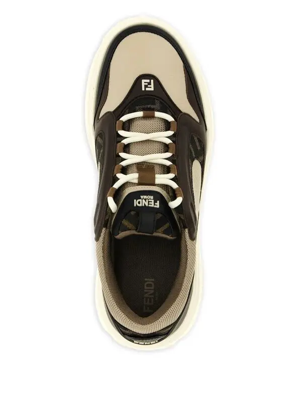 Fendi Force Leather And Ff Jacquard Sneakers - Multicolor