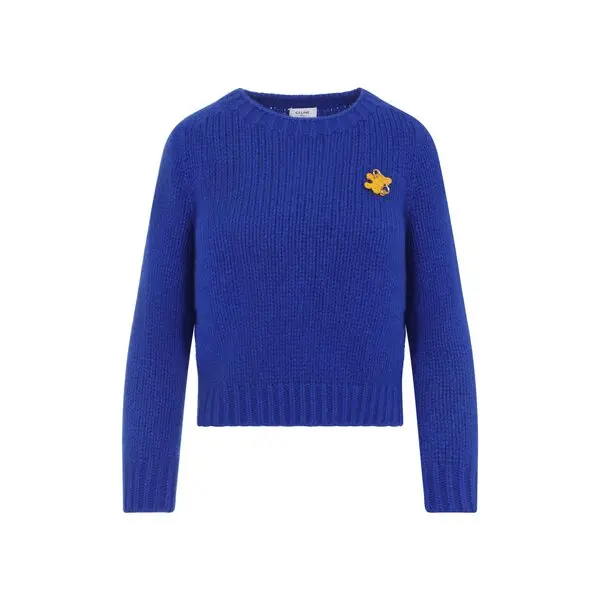 Celine Crewneck Sweater With Embroidered Detail - Blue