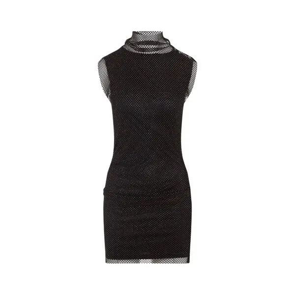 Sportmax Black Viscose Mini Dress With Crystal Embellishments - Brown