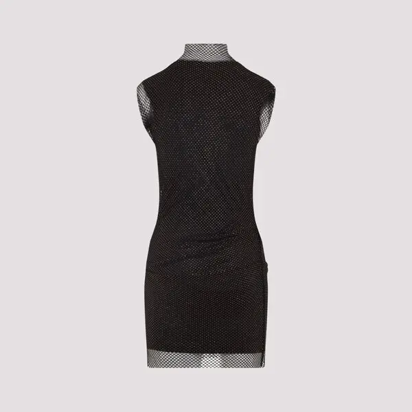 Sportmax Black Viscose Mini Dress With Crystal Embellishments - Brown