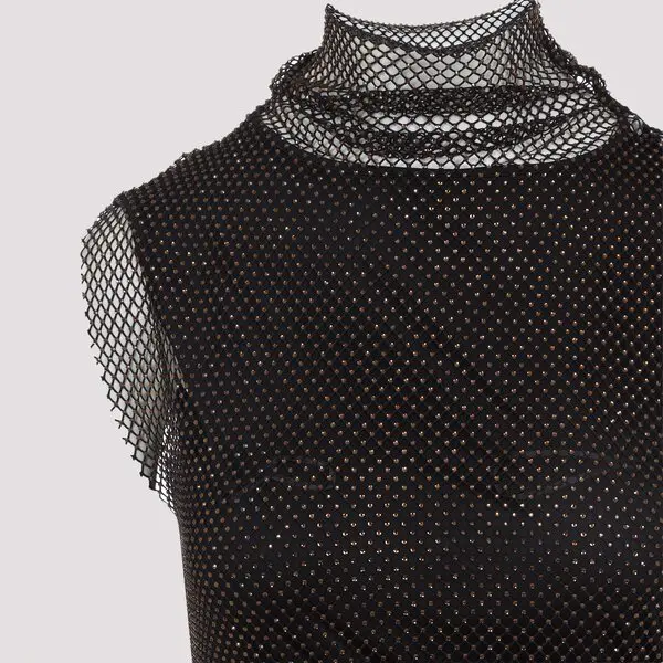 Sportmax Black Viscose Mini Dress With Crystal Embellishments - Brown