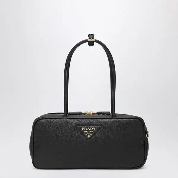 Prada Medium Leather Bowling Bag - Black