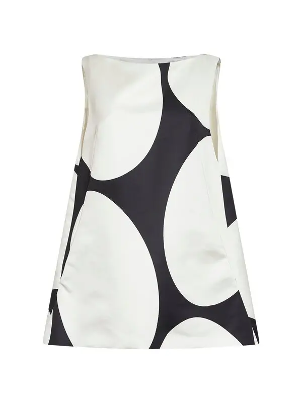 Dries Van Noten Black Duchess A-line Mini Dress With Ellipses Print