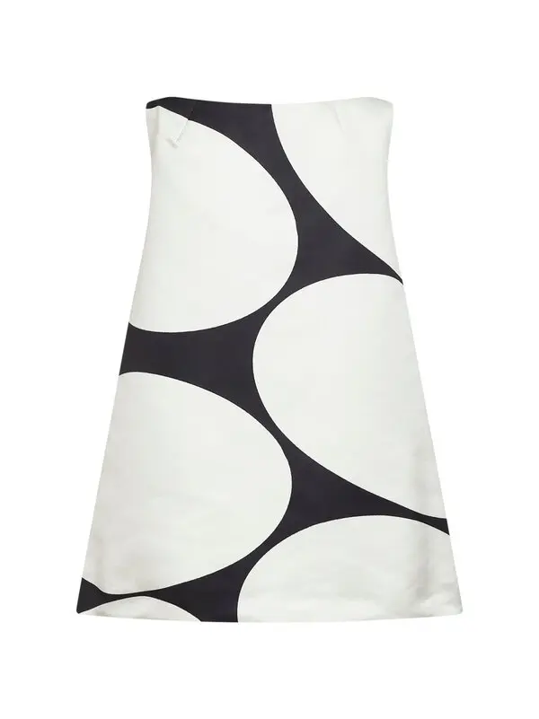 Dries Van Noten Black Duchess A-line Mini Dress With Ellipses Print