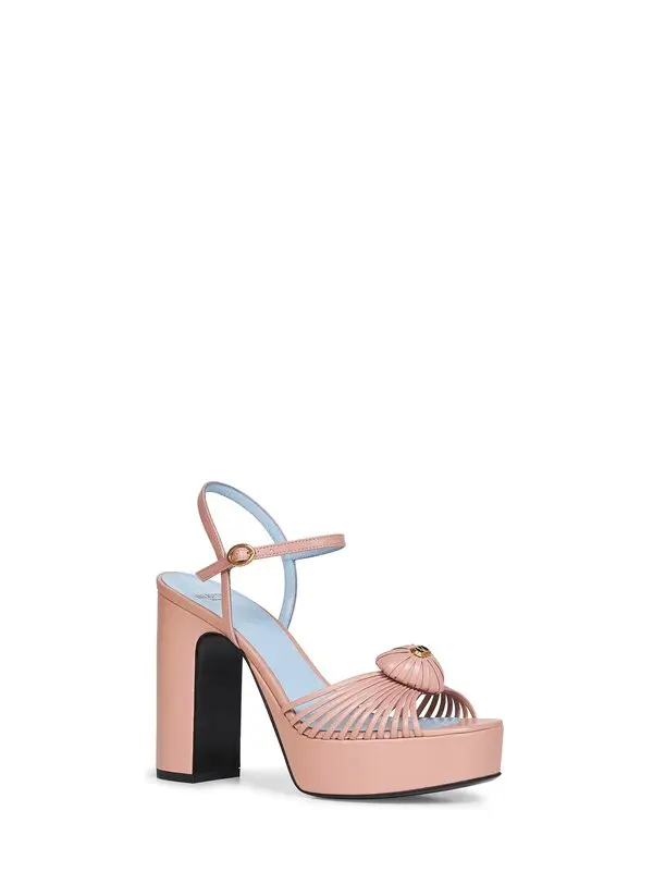 Valentino Garavani Light Phard Kidskin Coeur Royal Platform Sandals - Multicolor