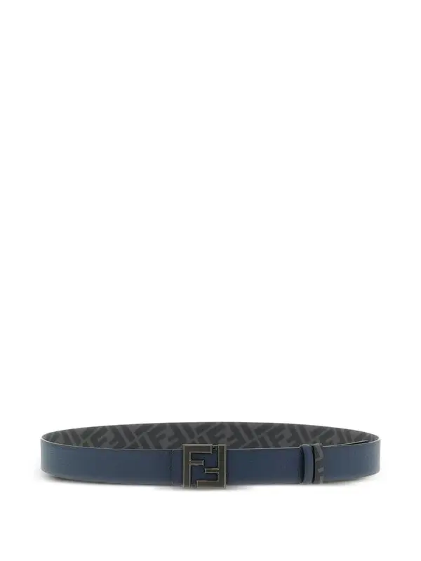 Fendi Ff Squared Leather And Ff Canvas Reversible Belt