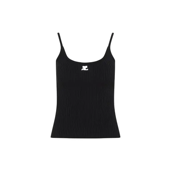 COURREGES Rib Knit Tank Top - Black