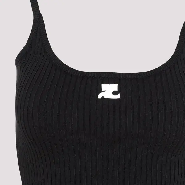 COURREGES Rib Knit Tank Top - Black