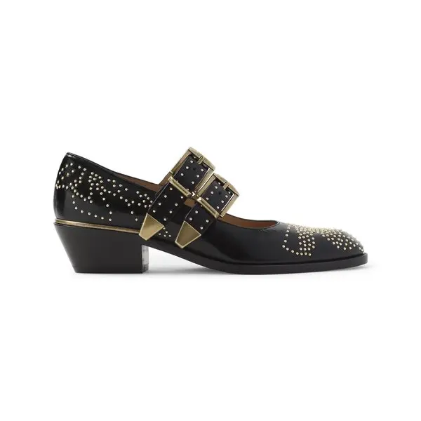 Chloé Susan Pumps With Buckled Straps And Stud Embellishments - Black