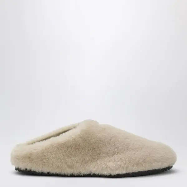 Prada Shearling Clogs - Cream