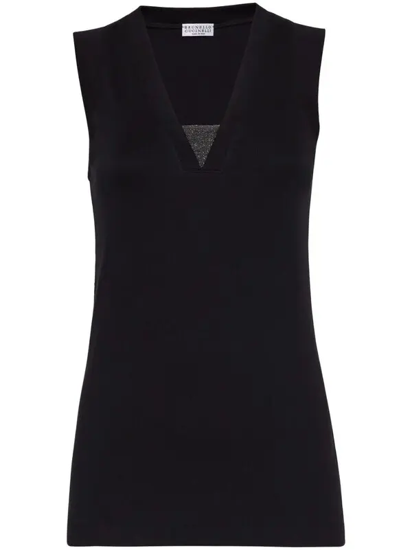 Brunello Cucinelli Stretch Cotton Jersey Tank Top - Black