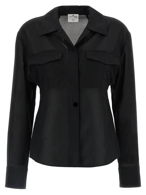COURREGES Semi-transparent Long Sleeve Shirt With Pockets - Black