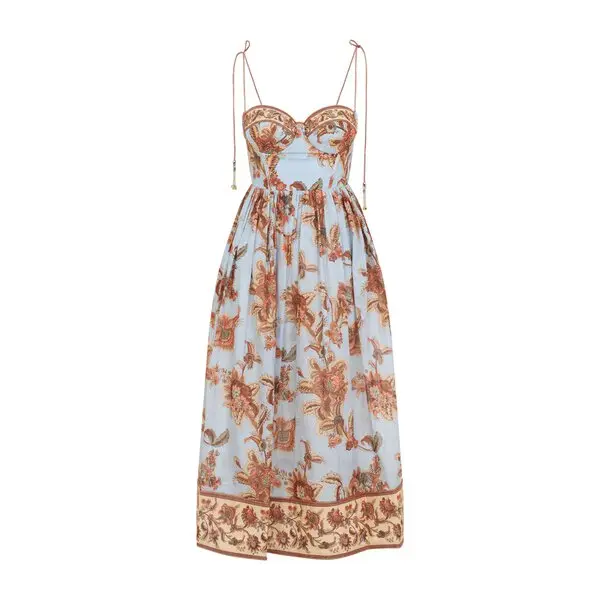 Zimmermann Aster Corset Midi Dress - Blue