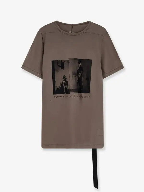 Rick Owens Cotton T-shirt With Level Print On The Front - Black