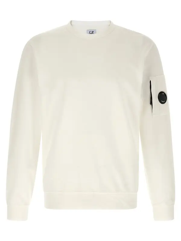 C.P. COMPANY Fleece Sweatshirt With Lens Detail - White