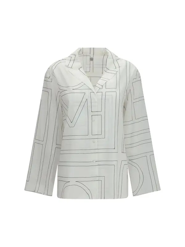 TOTEME Pj Monogram Cotton Shirt - White