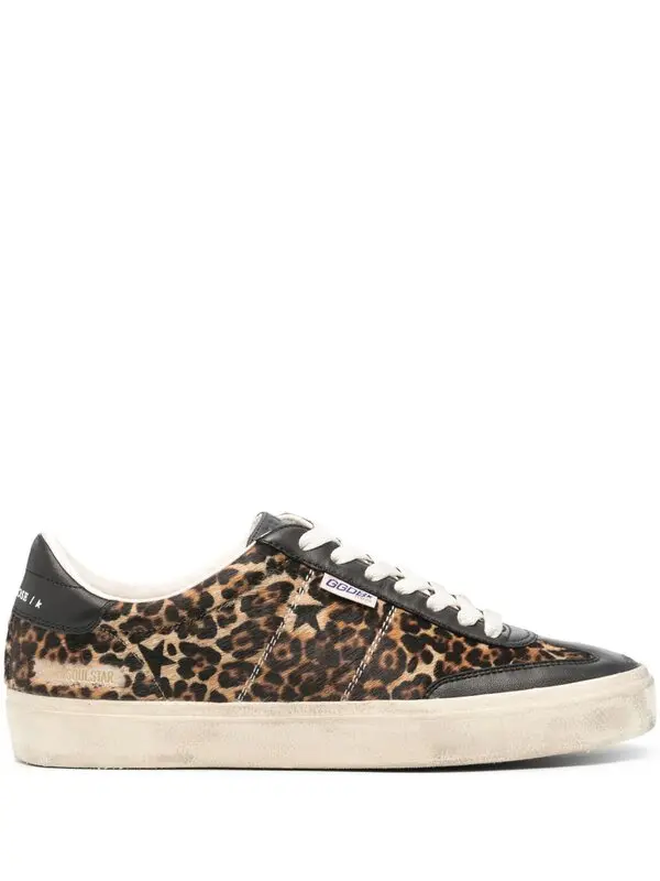 GOLDEN GOOSE Soul Star Leopard Print Leather Sneakers