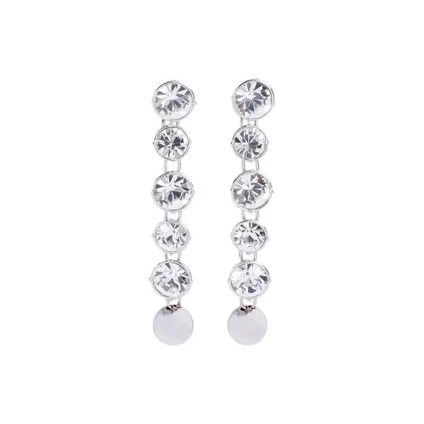 JEAN PAUL GAULTIER Long Diamond Pendant Earrings - Silver