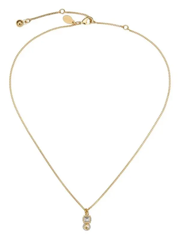 JIMMY CHOO Gold Metal Jc Pearl Cube Pendant Necklace - Silver